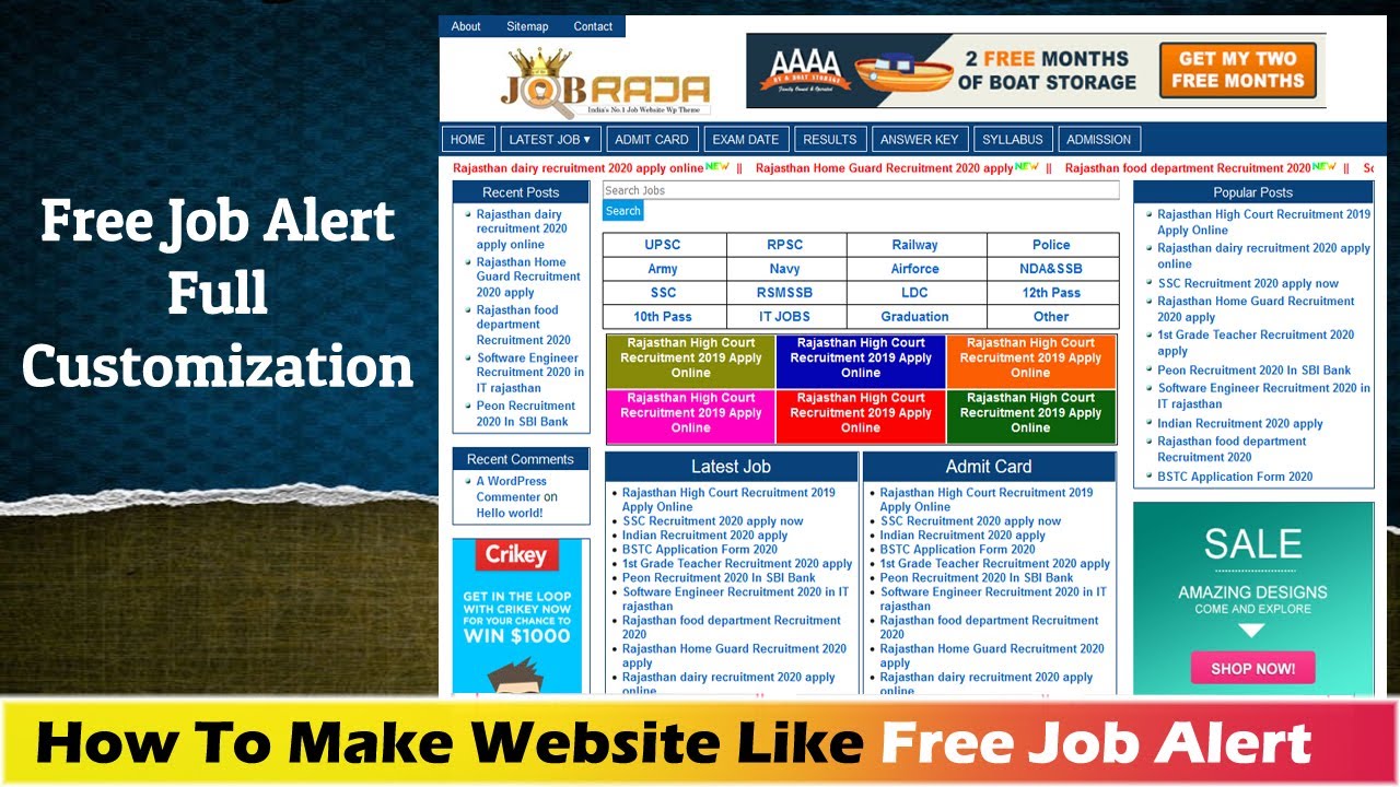 Free Job Alert WordPress Theme | Job Raja Theme Full Customization ...