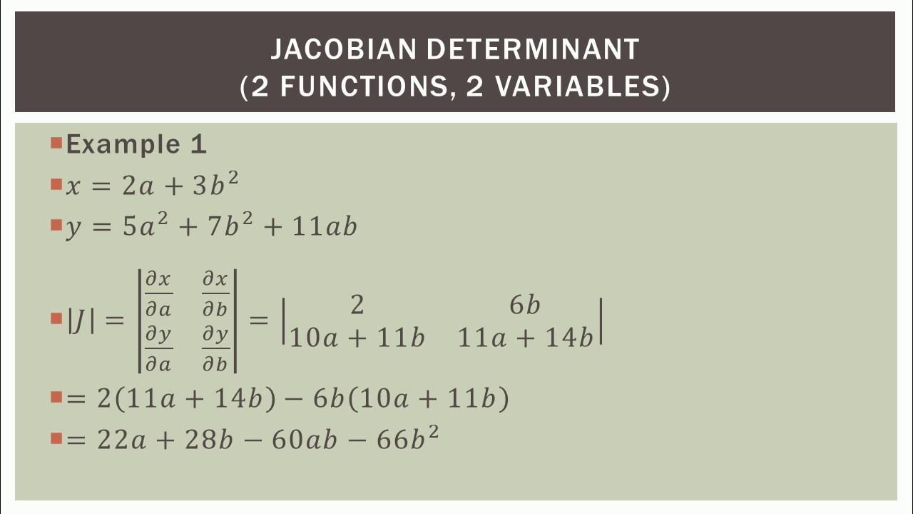 [大學Math for Econ] Jacobian determinant (2 functions, 2 independent ...