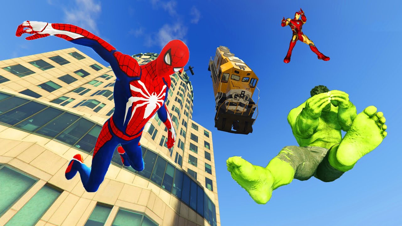 SPIDERMAN & Superheroes Team Jumping Off Highest Buildings (Fails ...