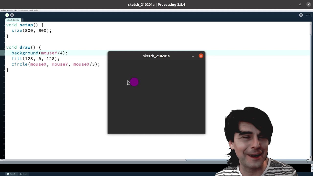 16 - Interagir avec la souris: mouseX et mouseY - Programmation créative avec Processing - YouTube