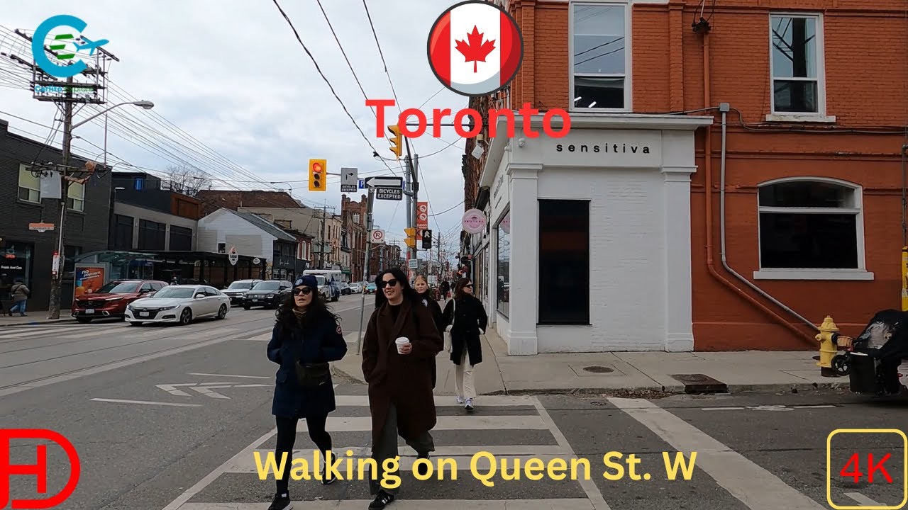 Walking Tour Queen Street W Toronto 4K | Virtual Tour Downtown Queen St ...