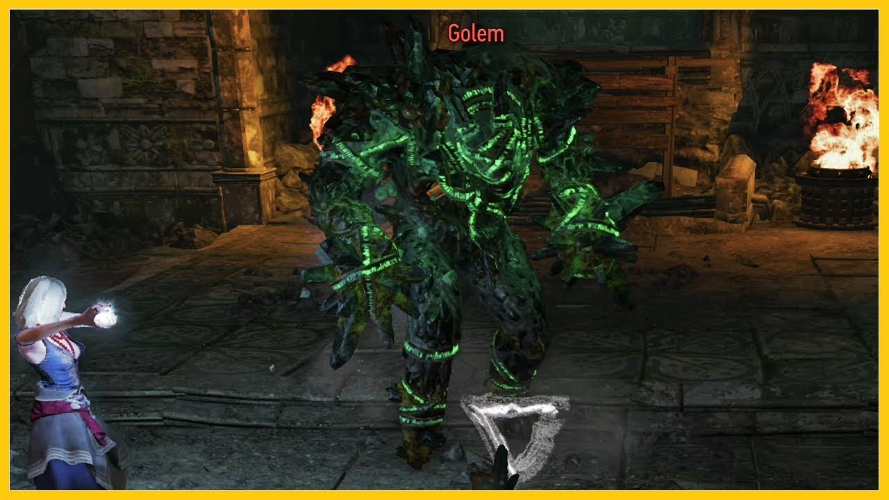 The Witcher 3 - Golem boss fight gameplay - YouTube