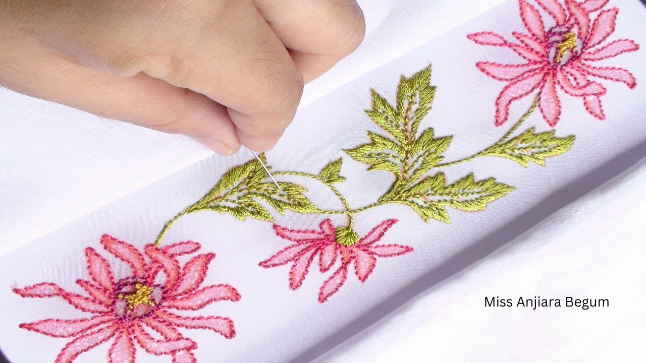 Mastering the Art of Hand Embroidered Shadow Work on Luxurious Silk ...