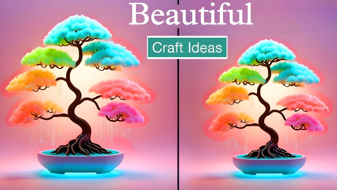 DIY Colorful Fake Bonsai Tree Using Plastic Bottle | Easy Craft Ideas ...