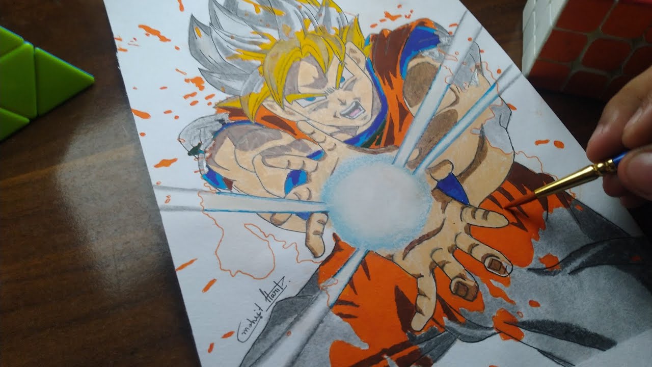 How to Draw Goku Sketch | Watercolor Splash Painting | DBZ #dbz #anime ...
