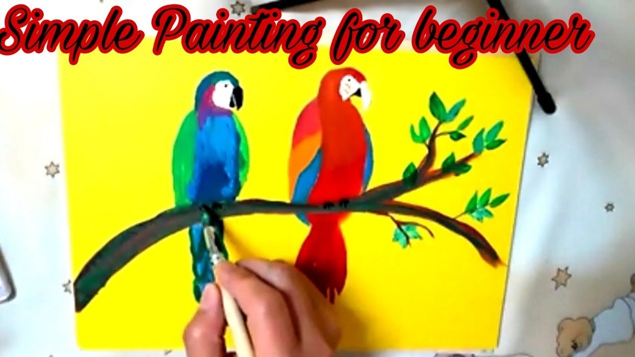 Parrot simple acrylics painting for beginner - YouTube