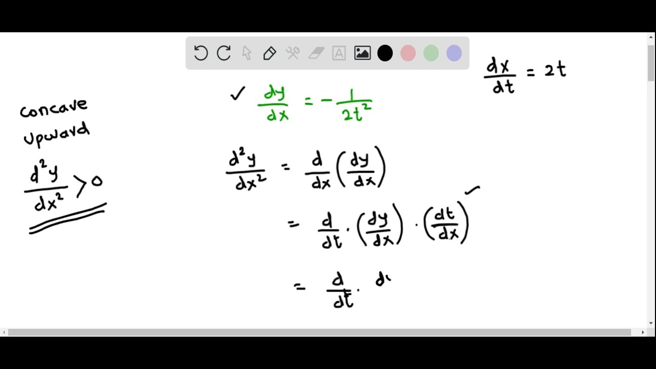 Calculus AB Determine values of t such that curve is concave upward ...