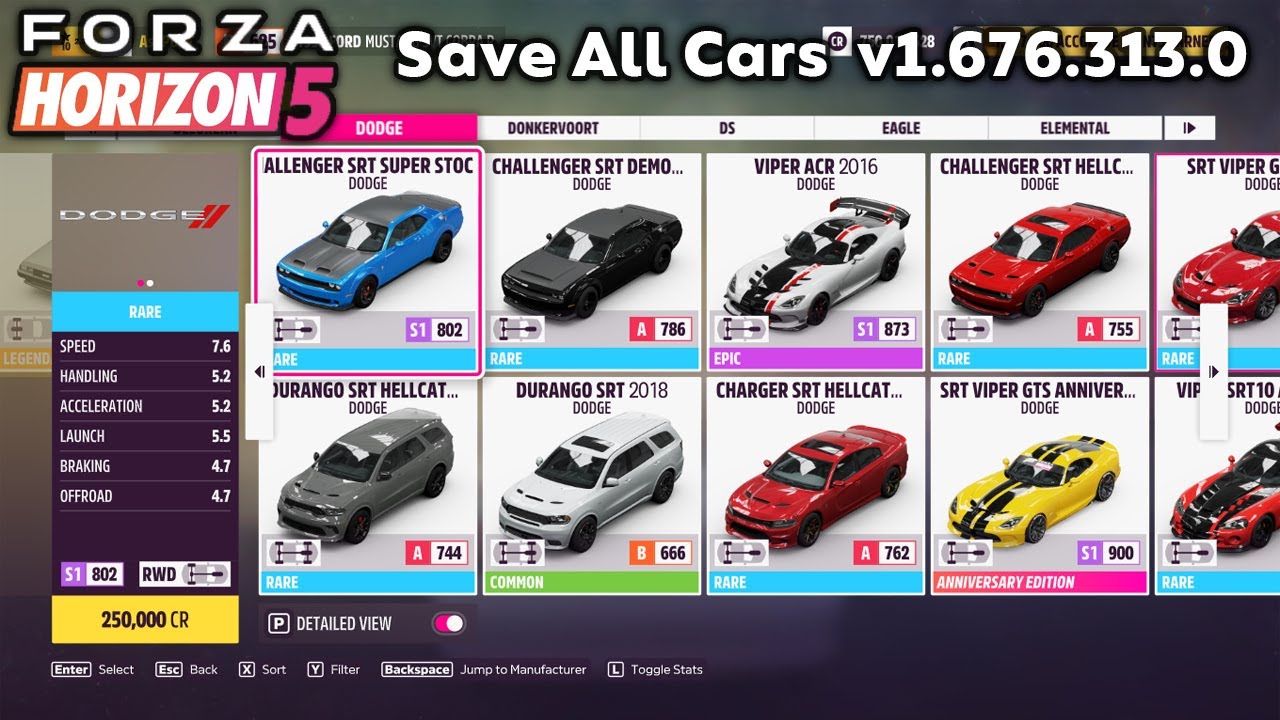 Forza Horizon 5 Save v1.676.313.0 All Cars - YouTube
