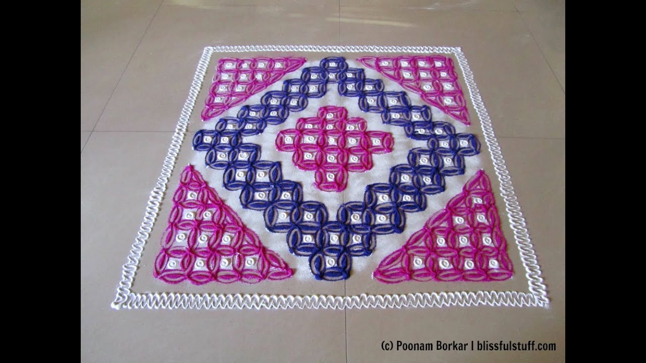 Super easy 14 by 14 dots galicha rangoli | Innovative rangoli designs ...