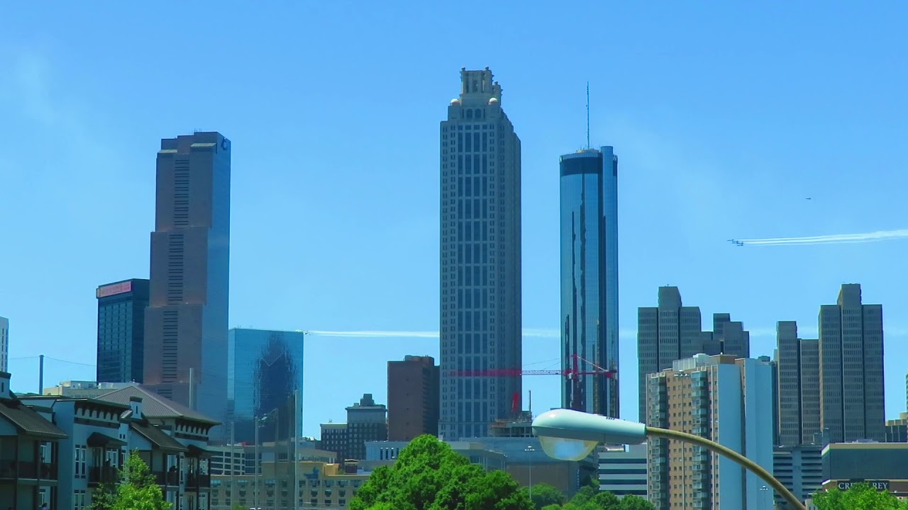 Thunderbirds And Blue Angels Fly Over Atlanta - YouTube