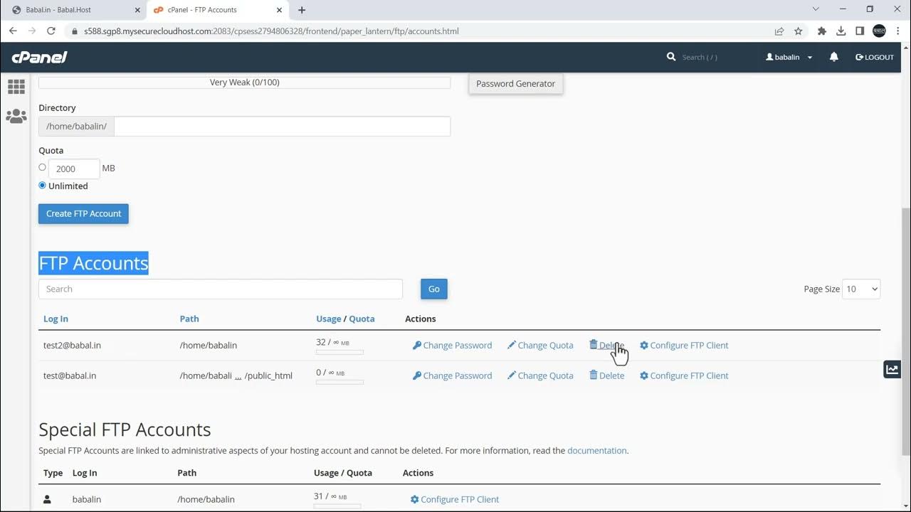 Learn how to delete an FTP account in just a few steps - YouTube