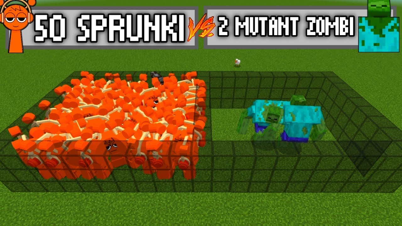 50 Sprunki VS 2 MUTANT ZOMBI!!! In Minecraft. #minecraft #sprunki # ...
