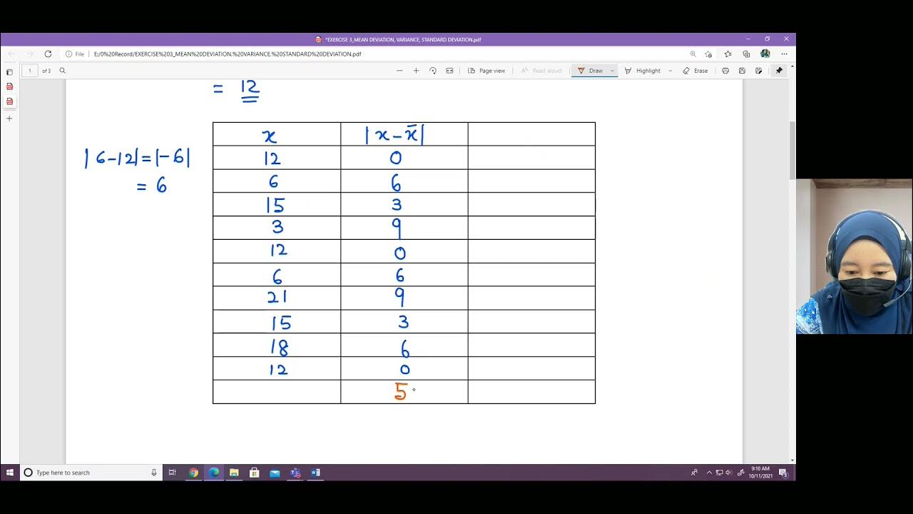 HOW TO CALCULATE MEAN DEVIATION, VARIANCE AND STANDARD DEVIATION FOR ...