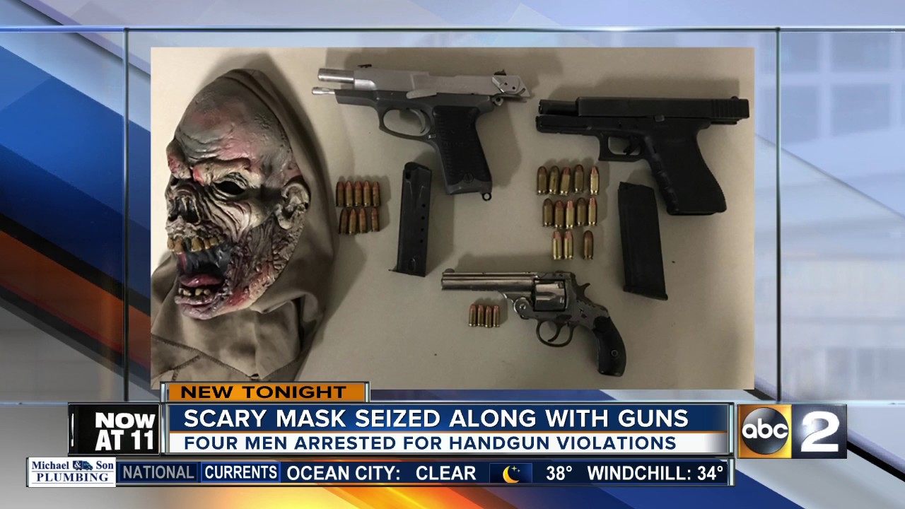 Police arrest 4 men with guns and scary mask - YouTube