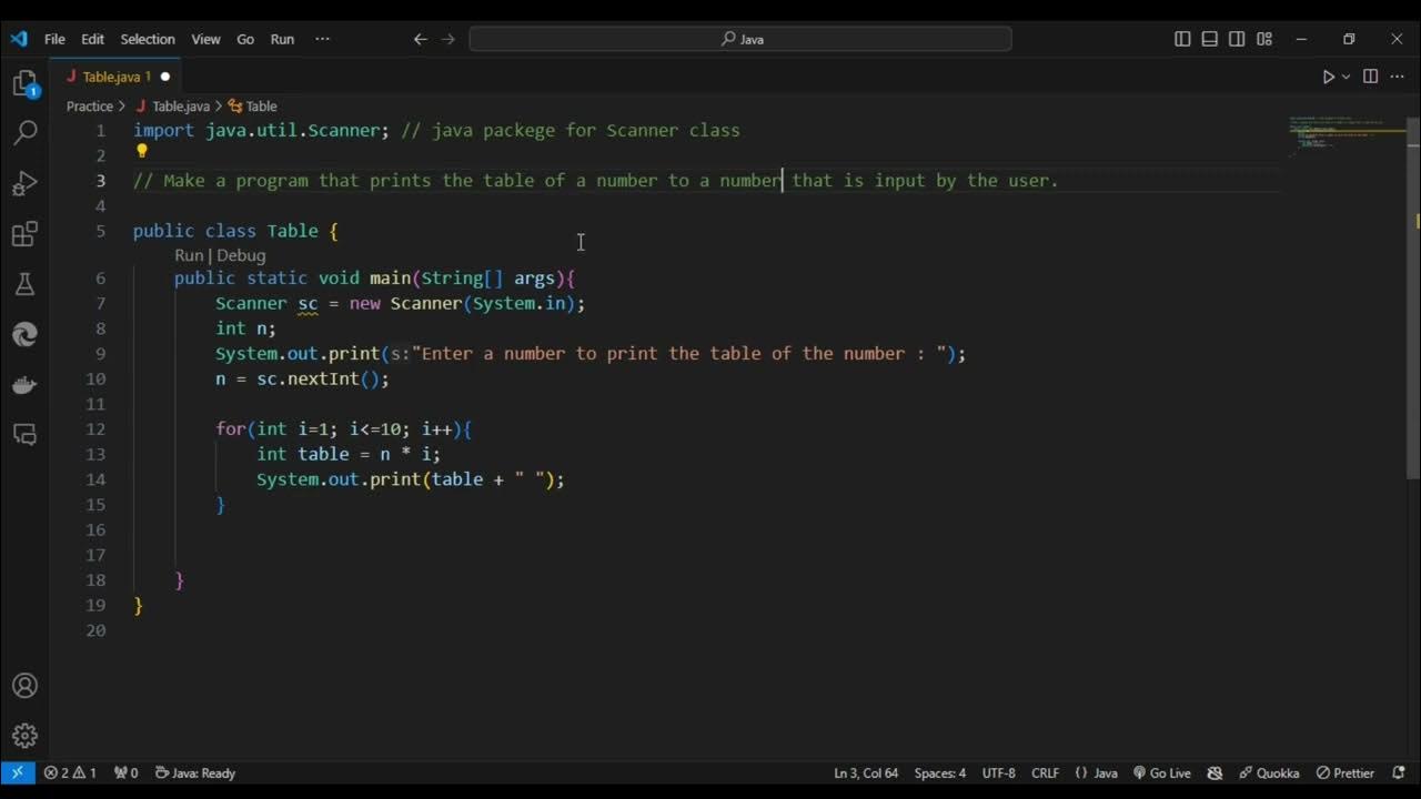How To Print The Table Using For Loop In Java Forloop Nestedforloop Nestedloop Java Youtube