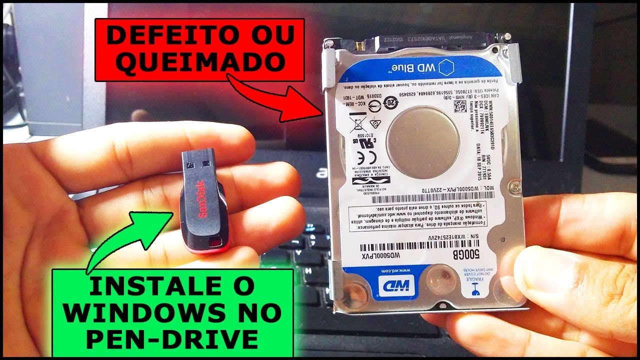 Como instalar o Windows no Pen-Drive ou HD externo para substituir HD com defeito ou queimado ...