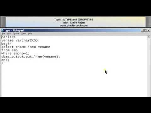 Oracle pl sql tutorial - %TYPE and %ROWTYPE attributes #26 - YouTube