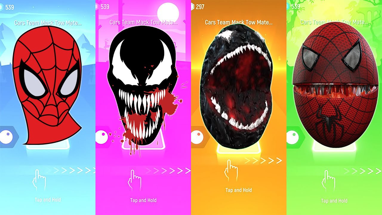 DC Marvel Tiles Hop, SpiderMan vs Venom vs Venom Pacman vs SpiderPacman ...