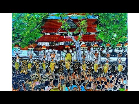 HOW TO DRAW FESTIVAL DRAWING (THRISSUR POORAM) MEMORY DRAWING ...
