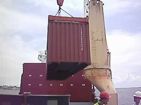 Container moving for discharge process / Manaus-Brasil port 2011 - YouTube
