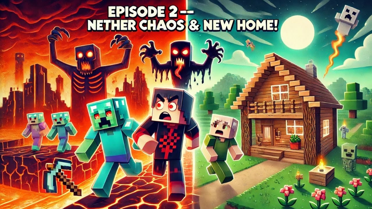Nether Chaos And The New Home !!! Episode 2 Survival series - YouTube