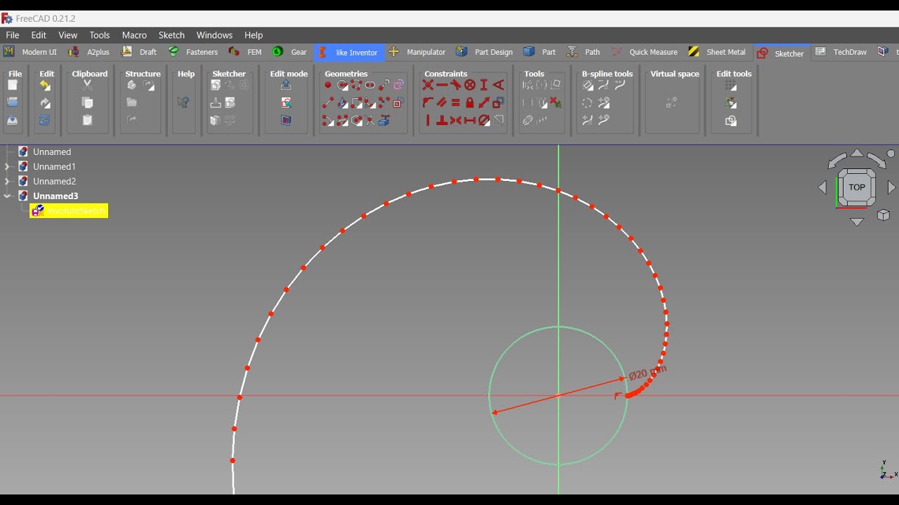 How To Create A Parametric Involute Curve In Freecad Step By Step Tutorial Youtube 8420