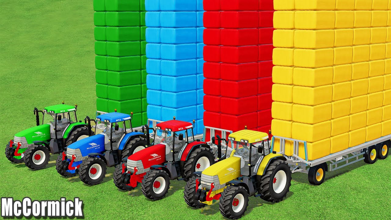 LAND OF COLORS ! MCCORMICK TRACTORS TRANSPORTING & FAST & COLORED HAY ...