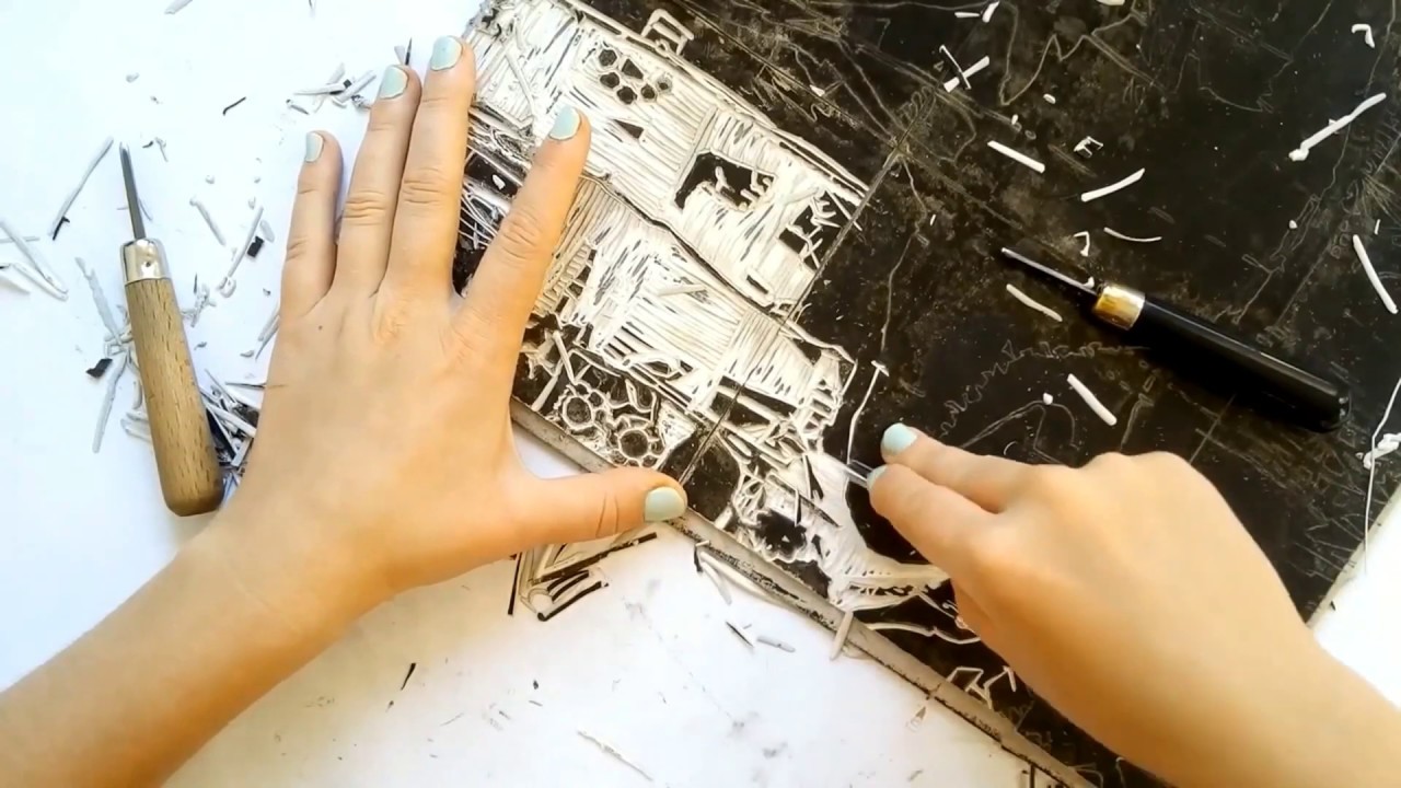 Linoryt | wycinanie i odbijanie linorytu - YouTube
