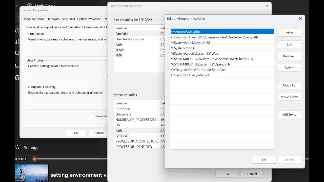 Setting Environment Variables Youtube 0690
