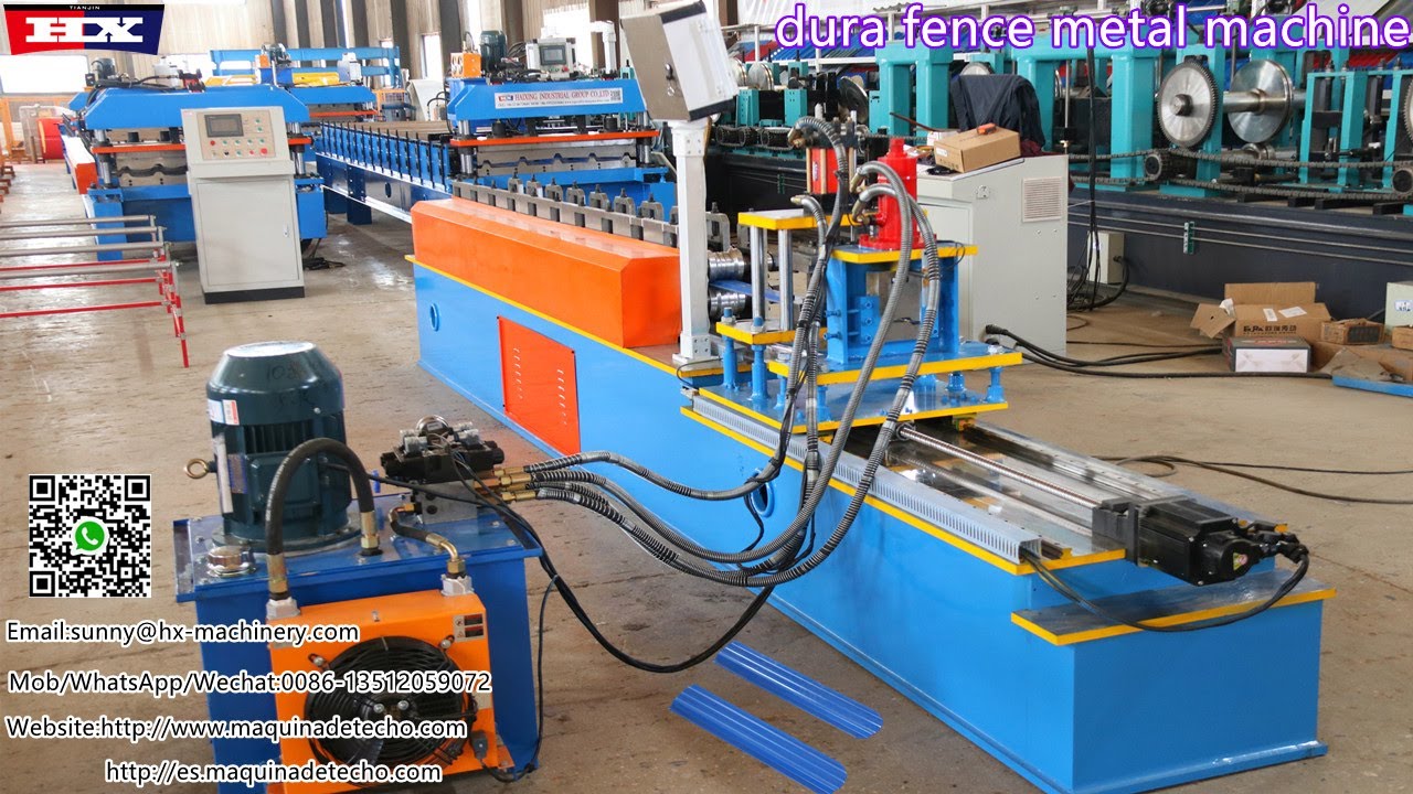 dura fence metal palisade fence roll forming making machine - YouTube