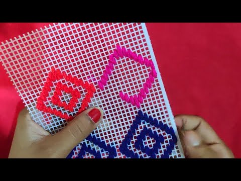 plastic fan design kaise banaye|how to make plastic canvas |woolen ...