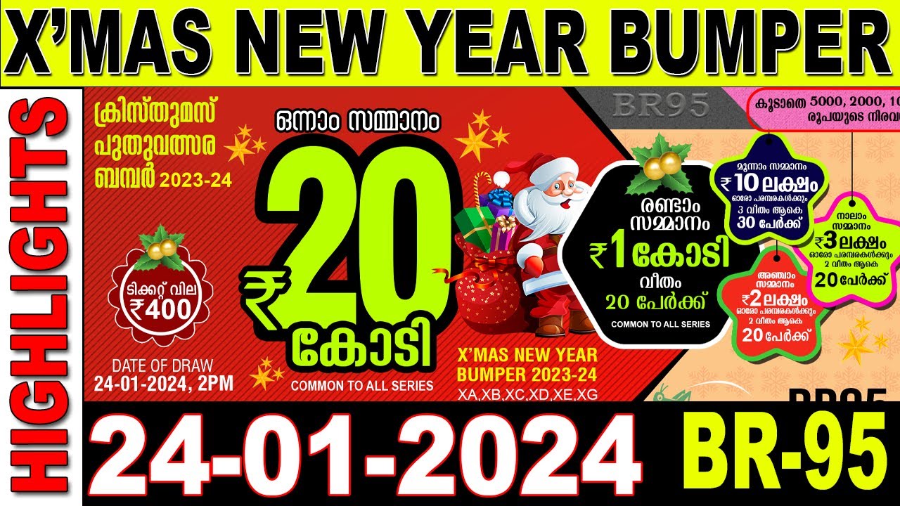 KERALA LOTTERY X MAS NEW YEAR BUMPER BR-95|LIVE LOTTERY RESULT TODAY24 ...