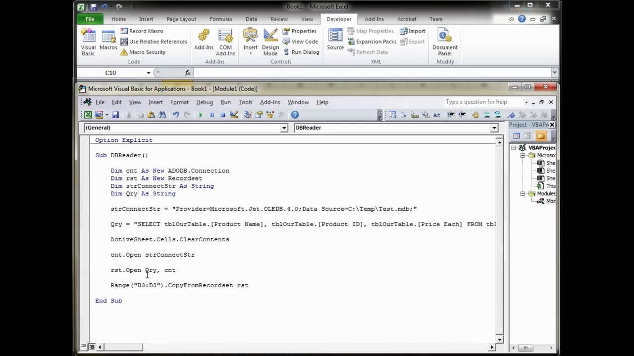 How to Read SQL Database in Excel with VBA - YouTube