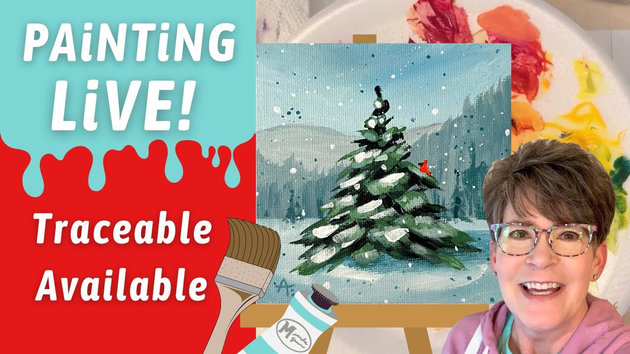 Beginner Winter Scene with Cardinal, Ornament painting, TRACEABLE, Live ...
