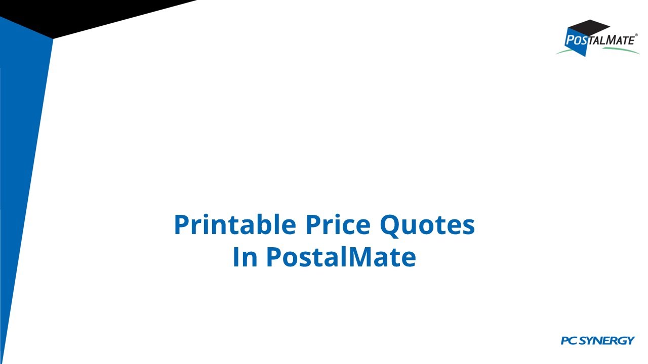 Price Quotes in PostalMate - YouTube