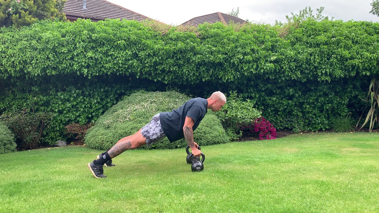 Kettlebell Renegade Row to Push Up - YouTube