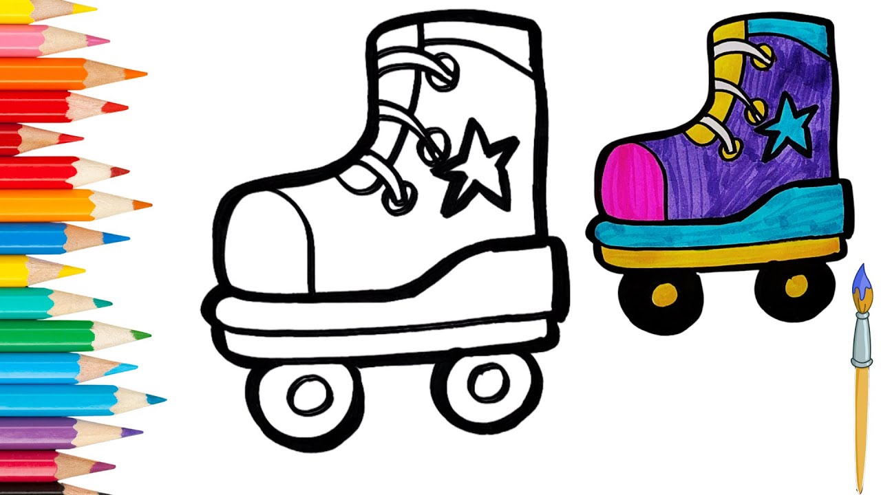 Roller Skates Drawing | How To Draw A Roller Skates Easy | Draw So Cute ...