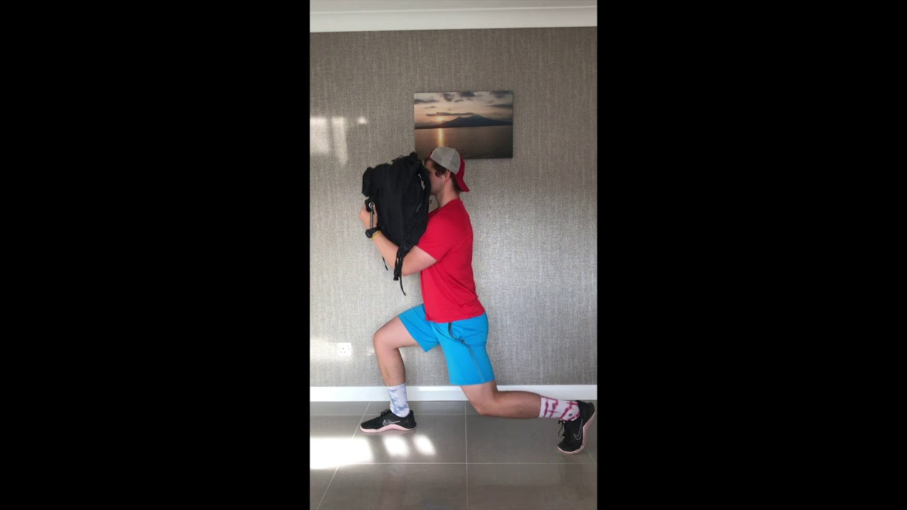 Front Rack Split Squat (at home backpack workout) (lunge pulse) - YouTube