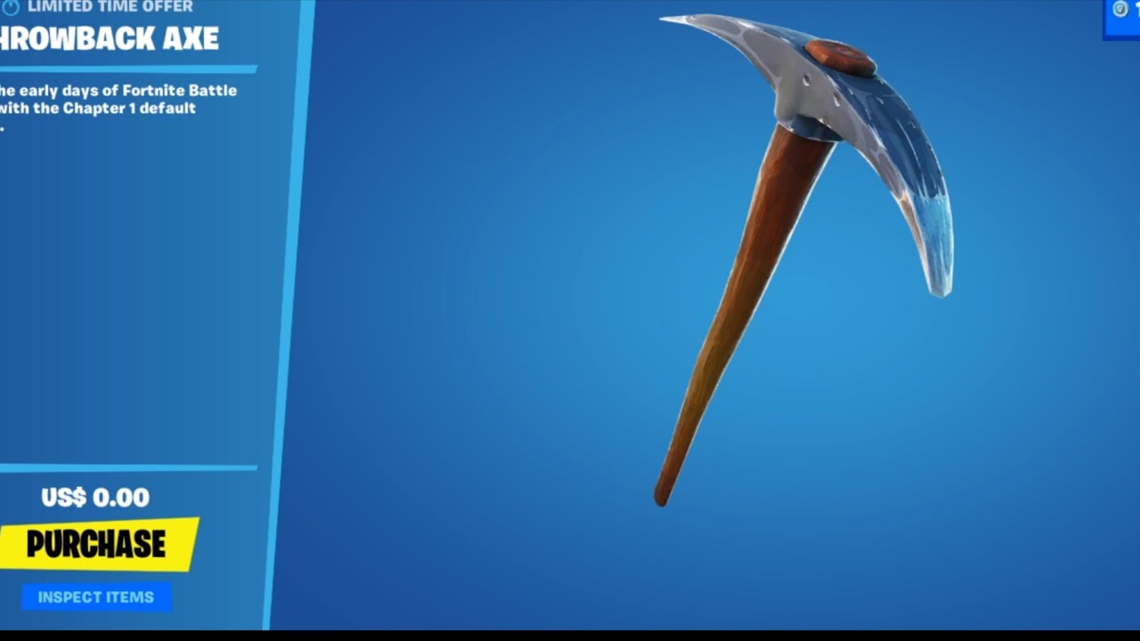 FORTNITE "FREE THROWBACK AXE FROM CHAPTER 1 SEASON 1 OG PICKAXE ...