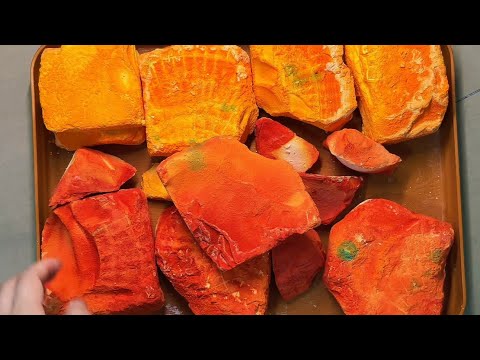 ASMR Crushing Giant Orange-Red Gym Chalk Blocks | Crispy, Crumbly Sounds for Instant Stress Relief
