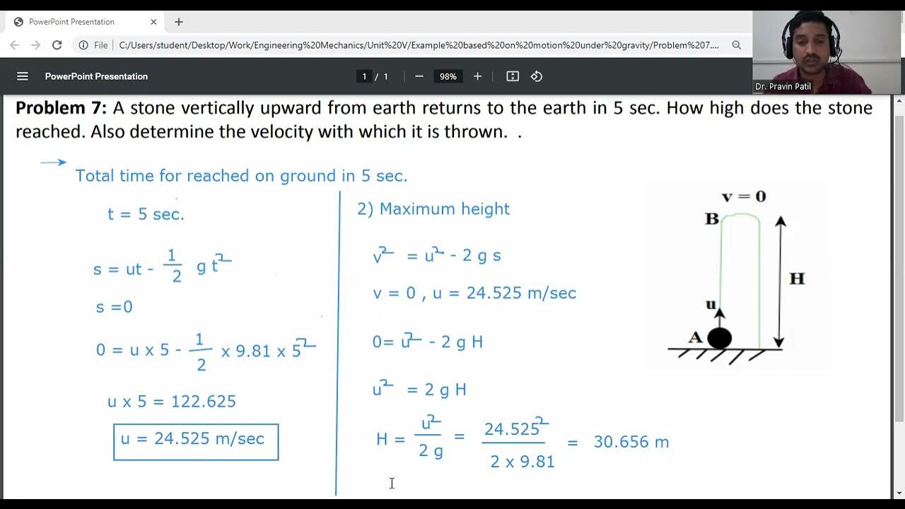 Problem 7 -Kinematics of linear motion/ Example based on motion under ...