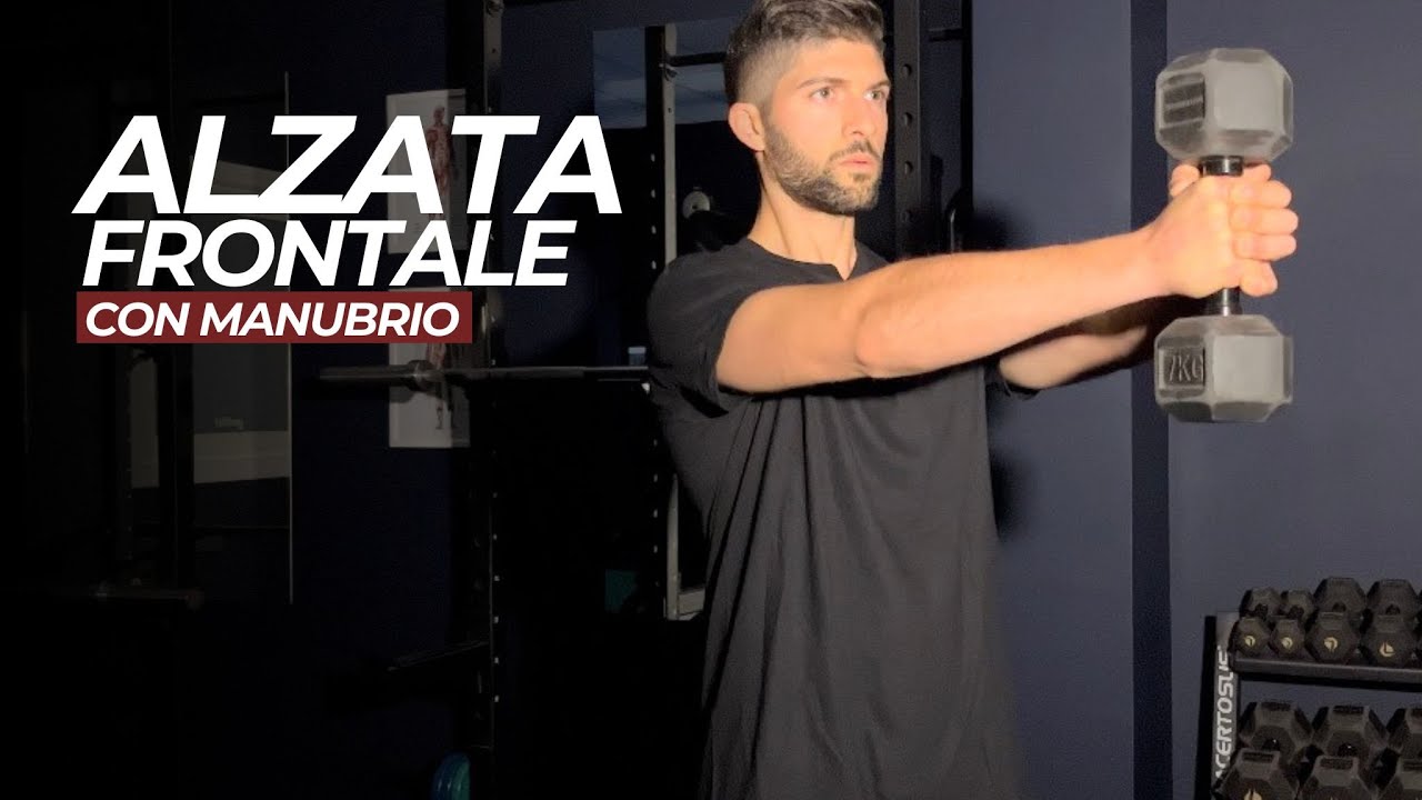 Alzata frontale con un manubrio/Standing single dumbbell front raise ...