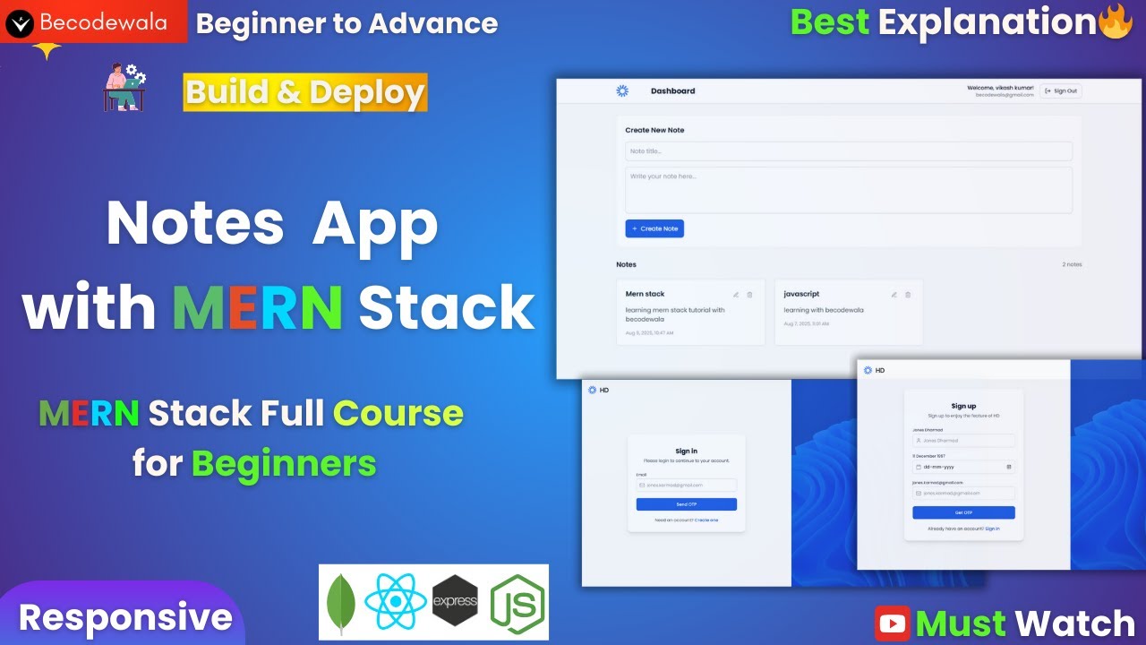 📝Build A Full Stack Note App using MERN | MERN Stack Full Course For Beginners | Part-4 ...