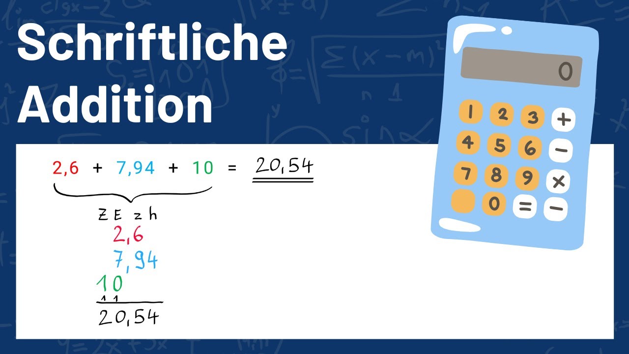 Schriftliche Addition von Dezimalzahlen (= Kommazahlen) | Addition von ...
