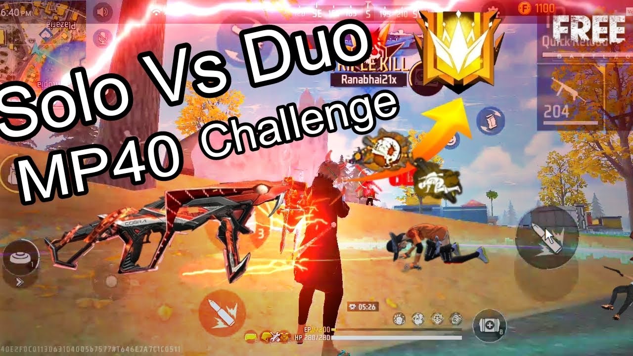 Solo Vs Duo 😯 Free fire gameplay 💯only mp40 Challenge 🥶 - YouTube