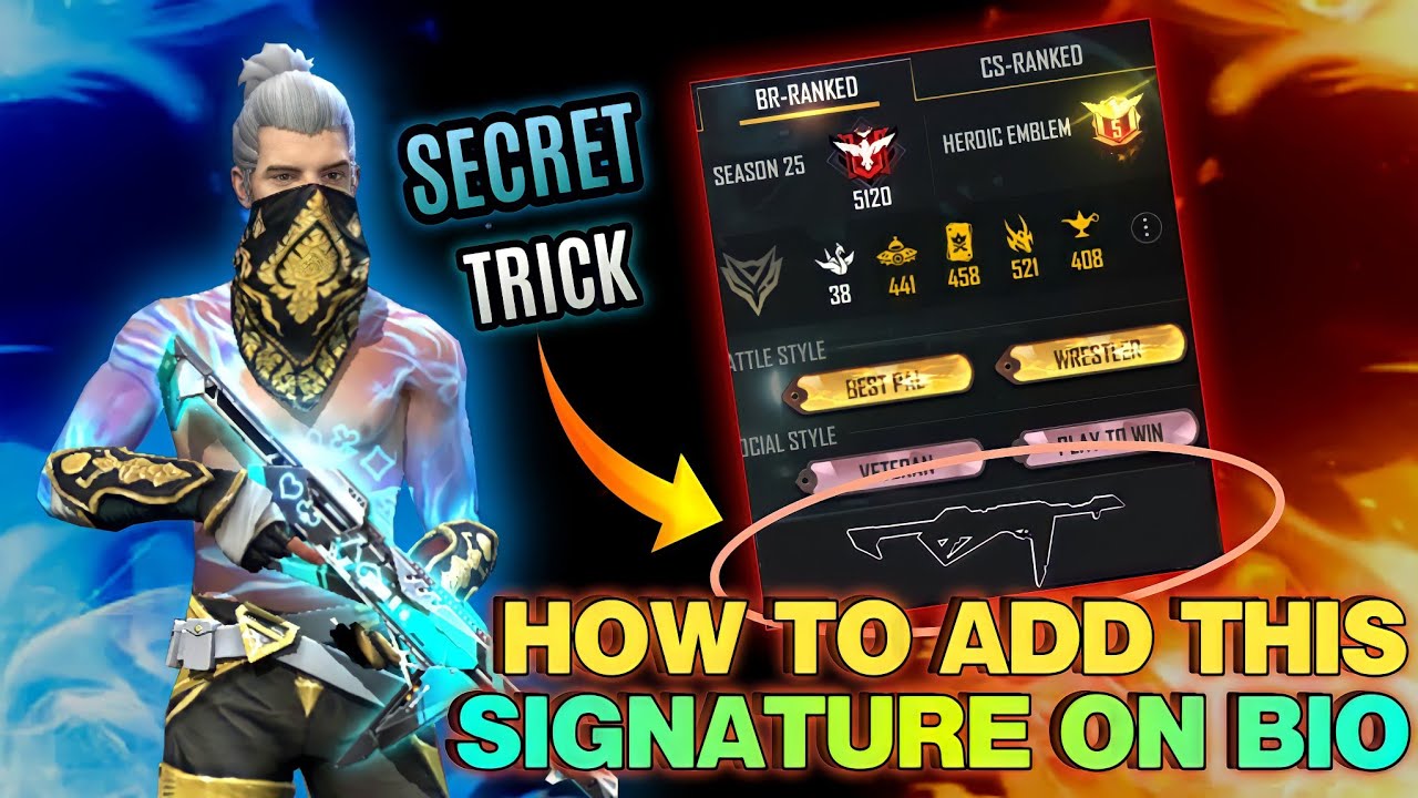 How to Add M1887 Signature In Free Fire Bio | Profile Any Gun Signature ...