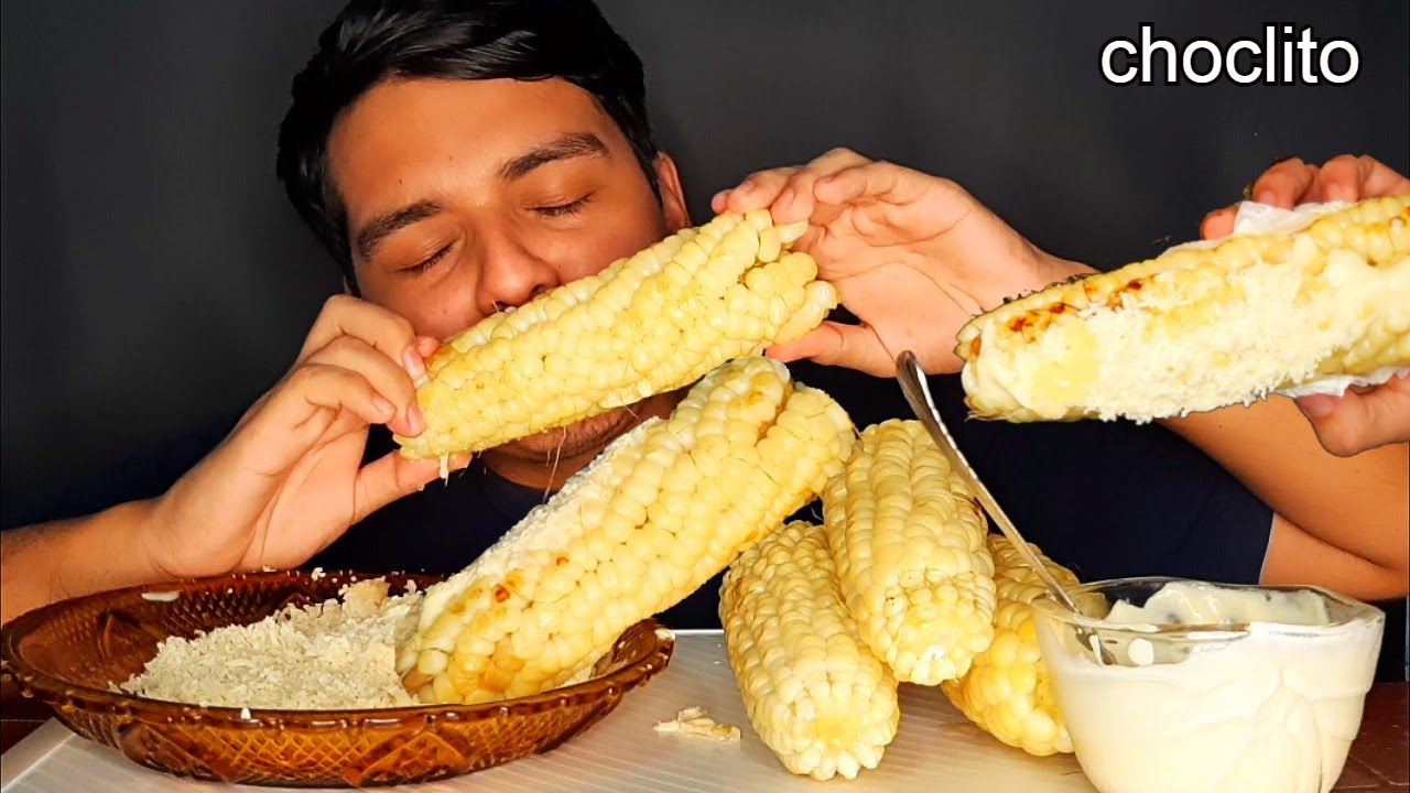 COMIENDO CHOCLO CON QUESO Y MAYONESA MUKBANG ASMR-Justin Steven ASMR ...