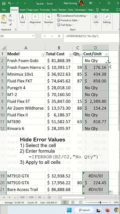 Hide error values and error indicators in cells - Clean Up Mixed Case Text - Excel Tips and ...
