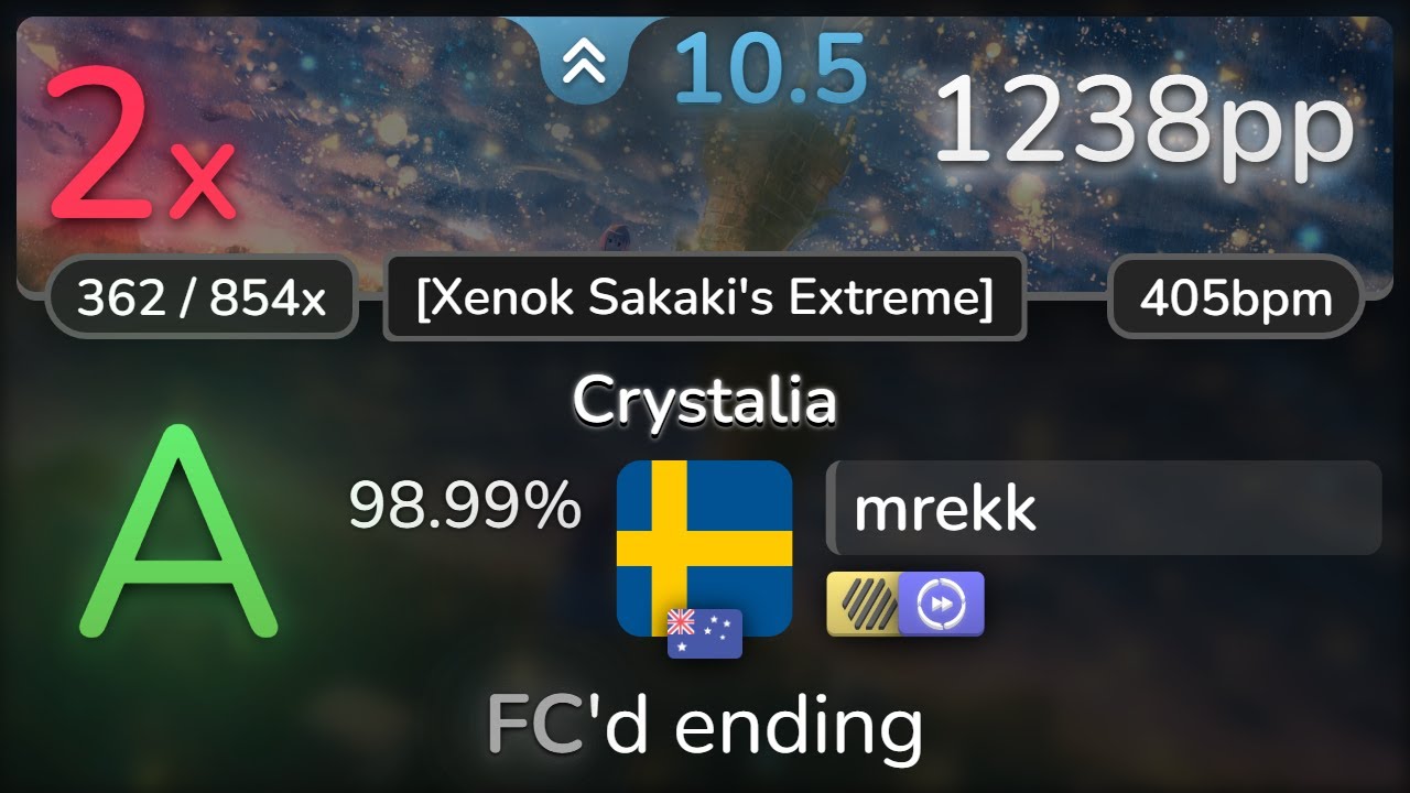 10.5⭐ mrekk | DJ TOTTO - Crystalia [Xenok Sakaki's Extreme] +HDDT 98.99 ...