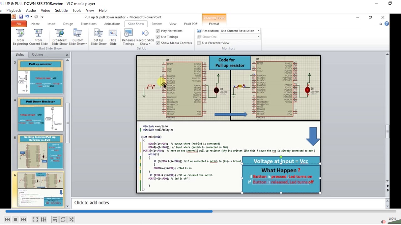 Pull up and pull down resistor in AVR microcontroller - YouTube